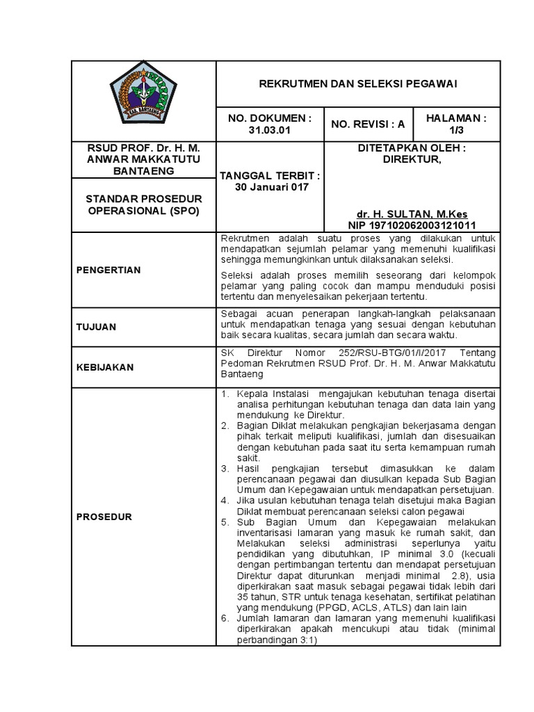 Spo Rekrutmen Dan Seleksi | PDF