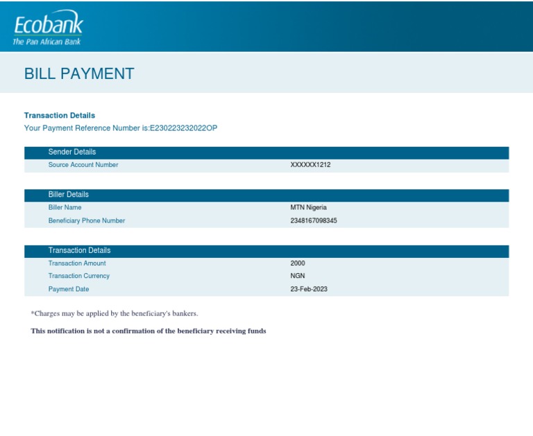 Bill Payment: Transaction Details | PDF