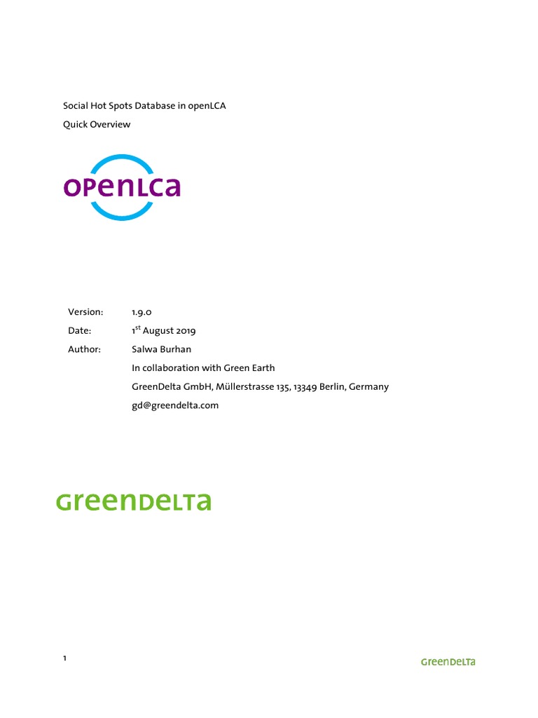 Social Hotspots Database for openLCA | PDF | Life Cycle Assessment ...