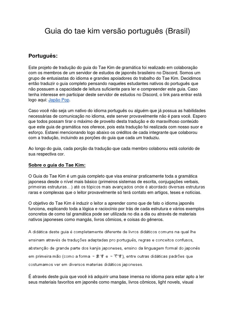 Tae Kim PT BR | PDF | Kanji | Japonês (idioma)