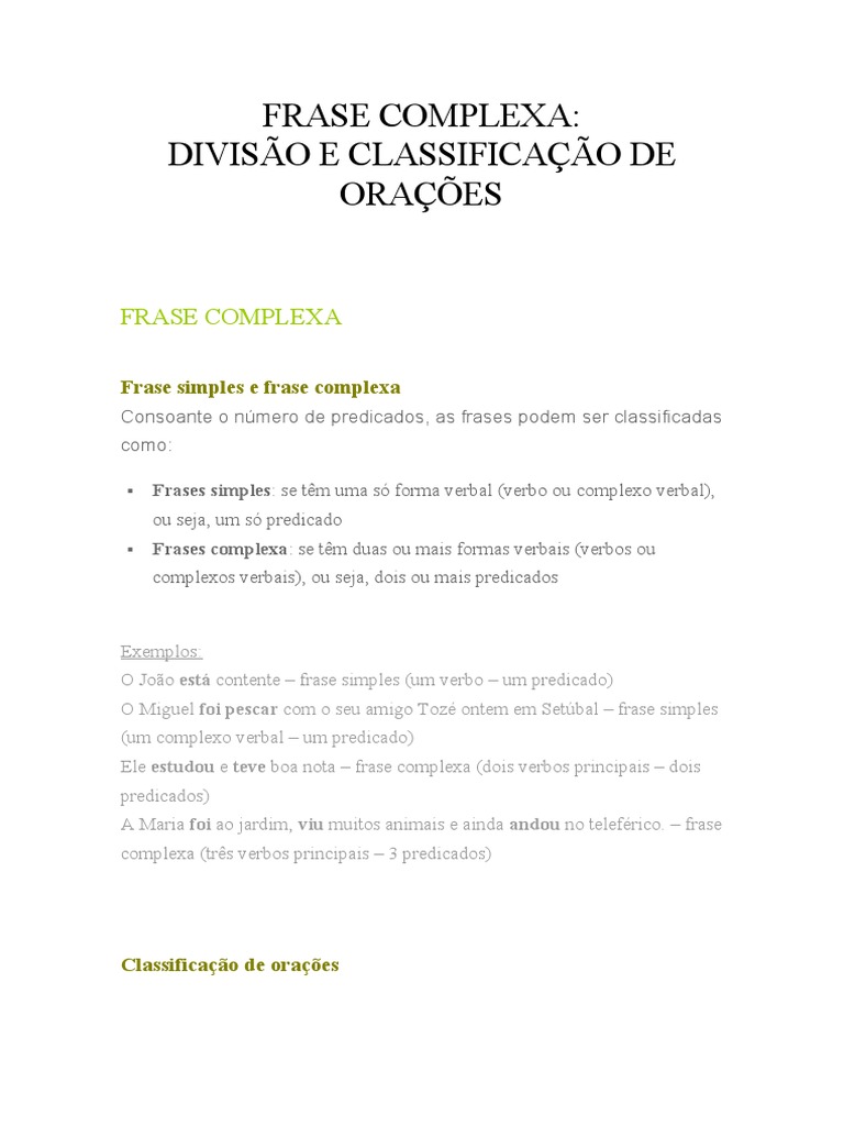 Frase Complexa | PDF | Famílias linguísticas | Sintaxe