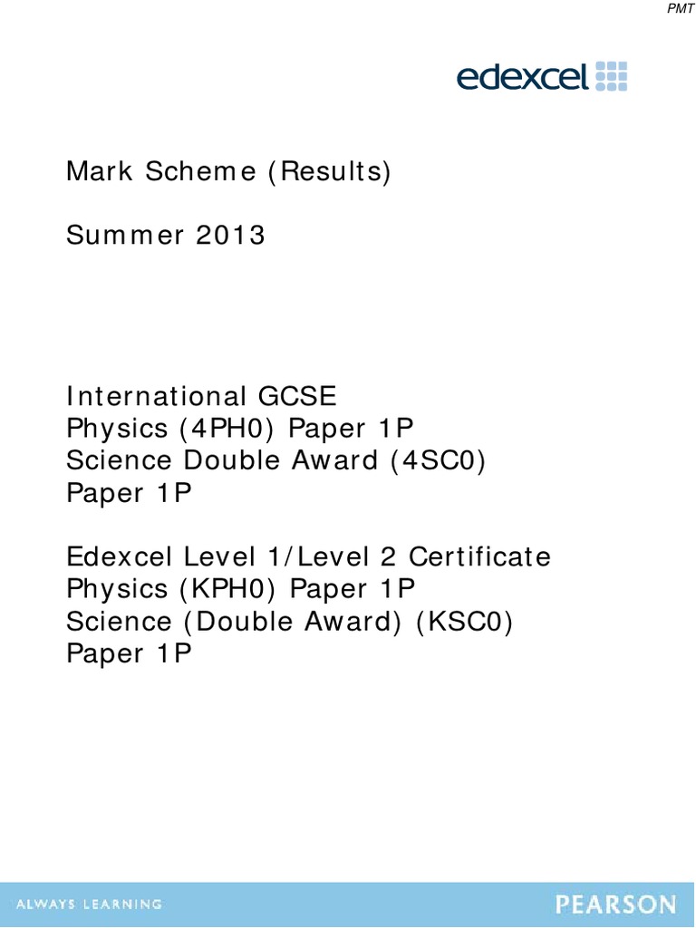June 2013 MS - Paper 1P Edexcel Physics IGCSE | PDF | Neutron | Radioactive Decay