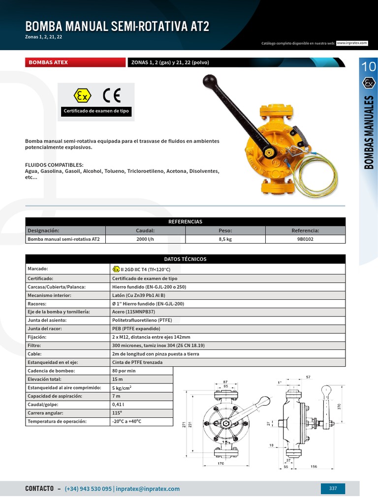 Bomba Manual Semi Rotativa ATEX AT2 | PDF | Ingeniería mecánica ...