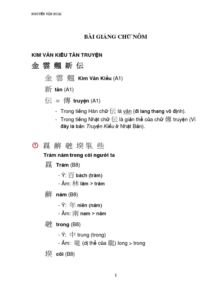 Bài giảng Chữ Nôm cơ sở và Nội dung ôn tập Bản gửi cho SV | PDF