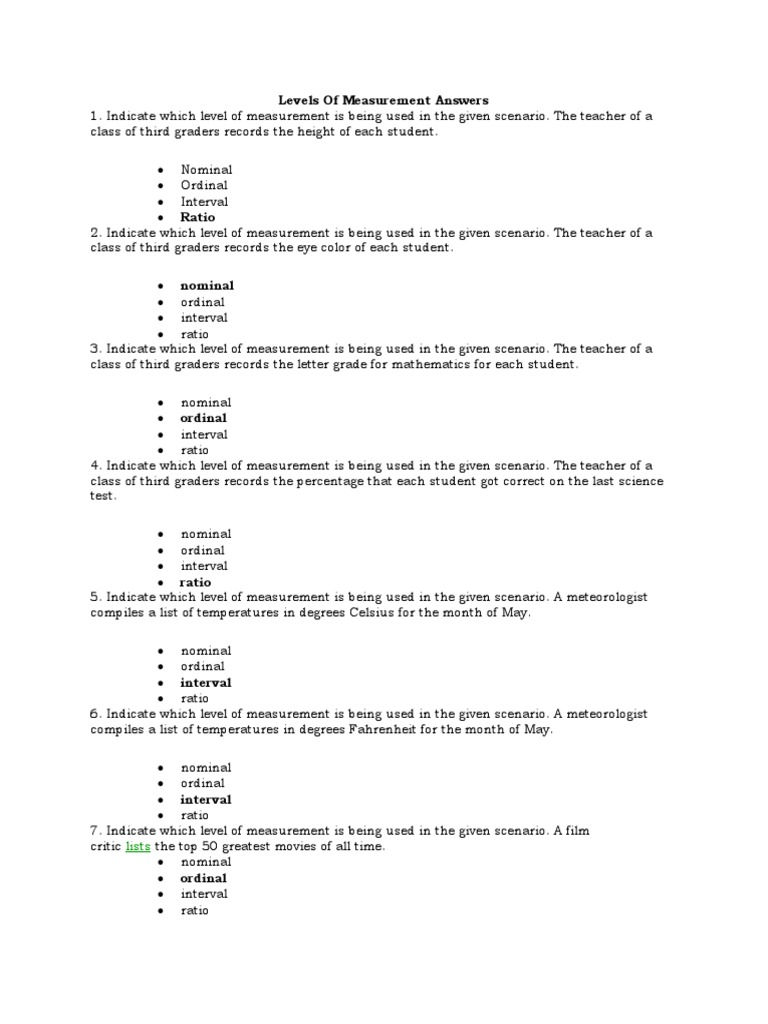Levels of Measurement Explained | PDF | Level Of Measurement | Sampling ...