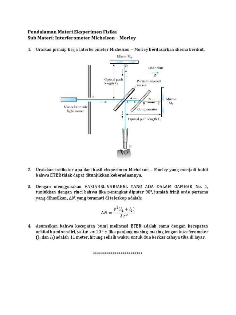 Tugas Mandiri - Teori Dan Eksperimen Interferometer Michelson. | PDF