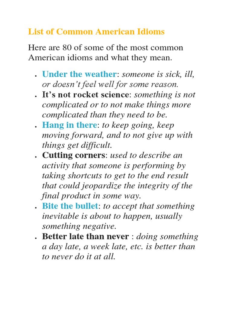 Common American Idioms Explained | PDF