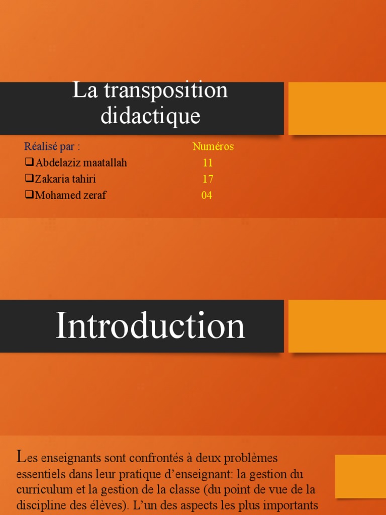 La Transposition Didactique 2eme Exposé | PDF | Pédagogie | Enseignement