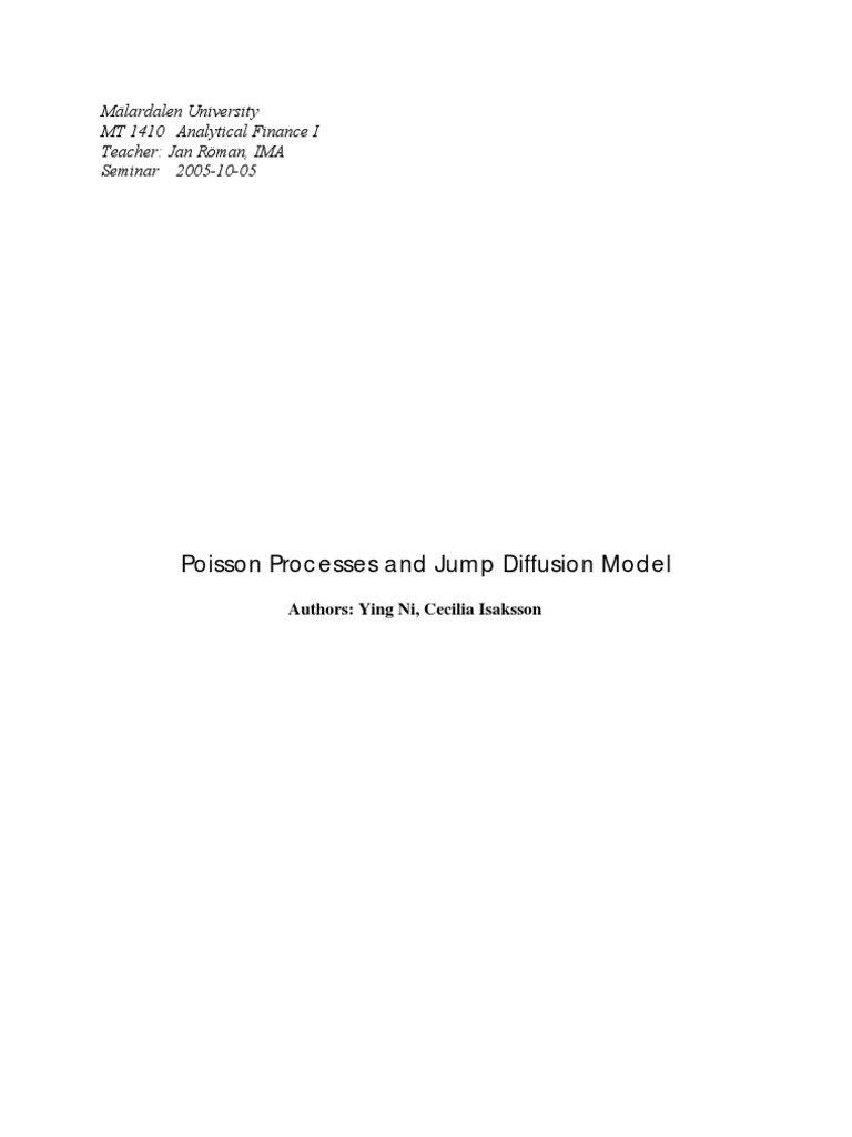 Poisson Processes and Jump Diffusion Model | PDF | Stochastic Process ...