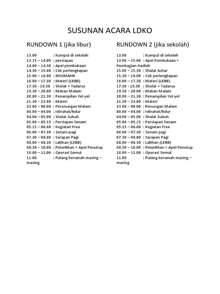 Susunan Acara Ldko PP | PDF