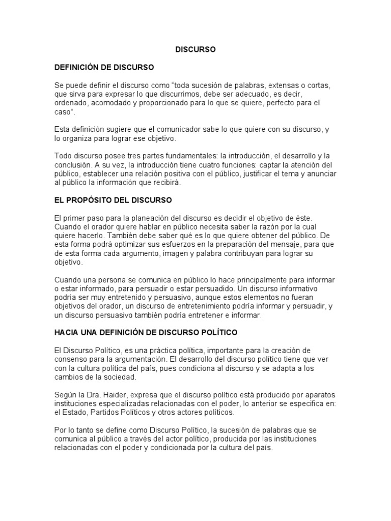 El DISCURSO - Político | Comunicación | Discurso