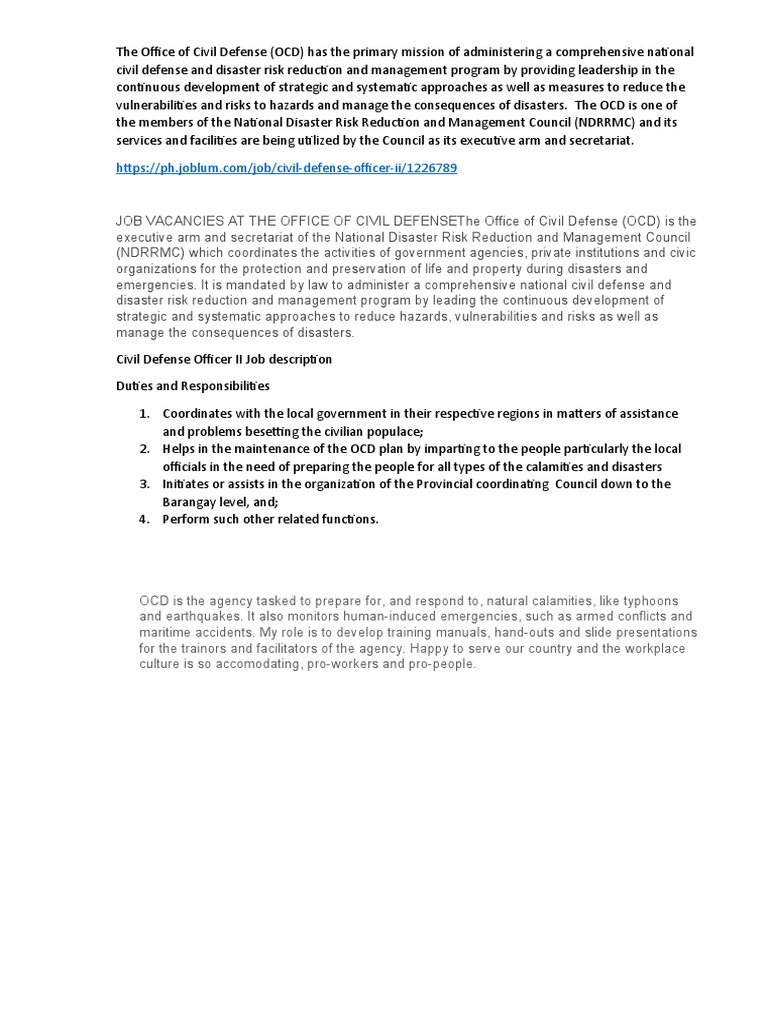 The Office of Civil Defense | PDF