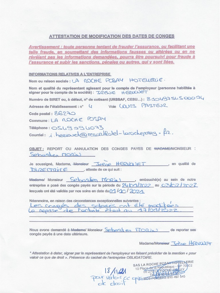 Attestation De Congs Pays Caisse Du Btiment