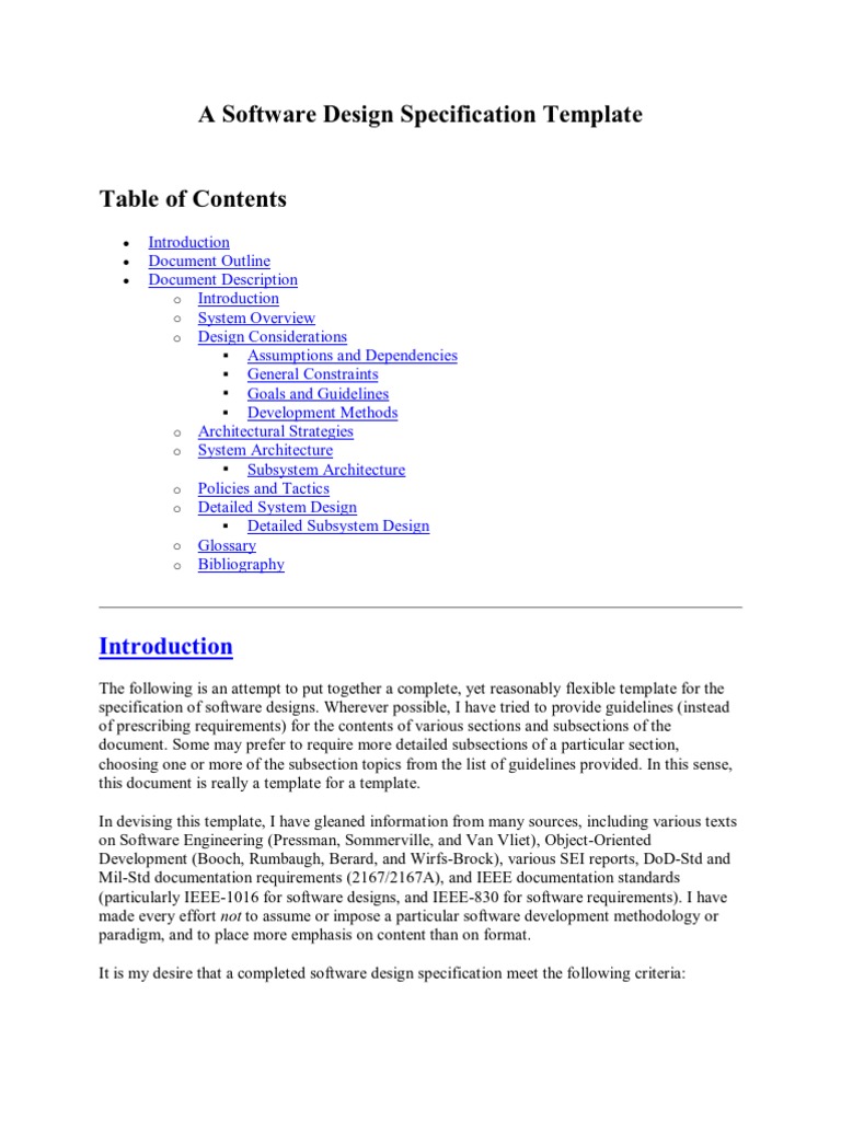 Software Design Specification Template Pdf Component Based Software