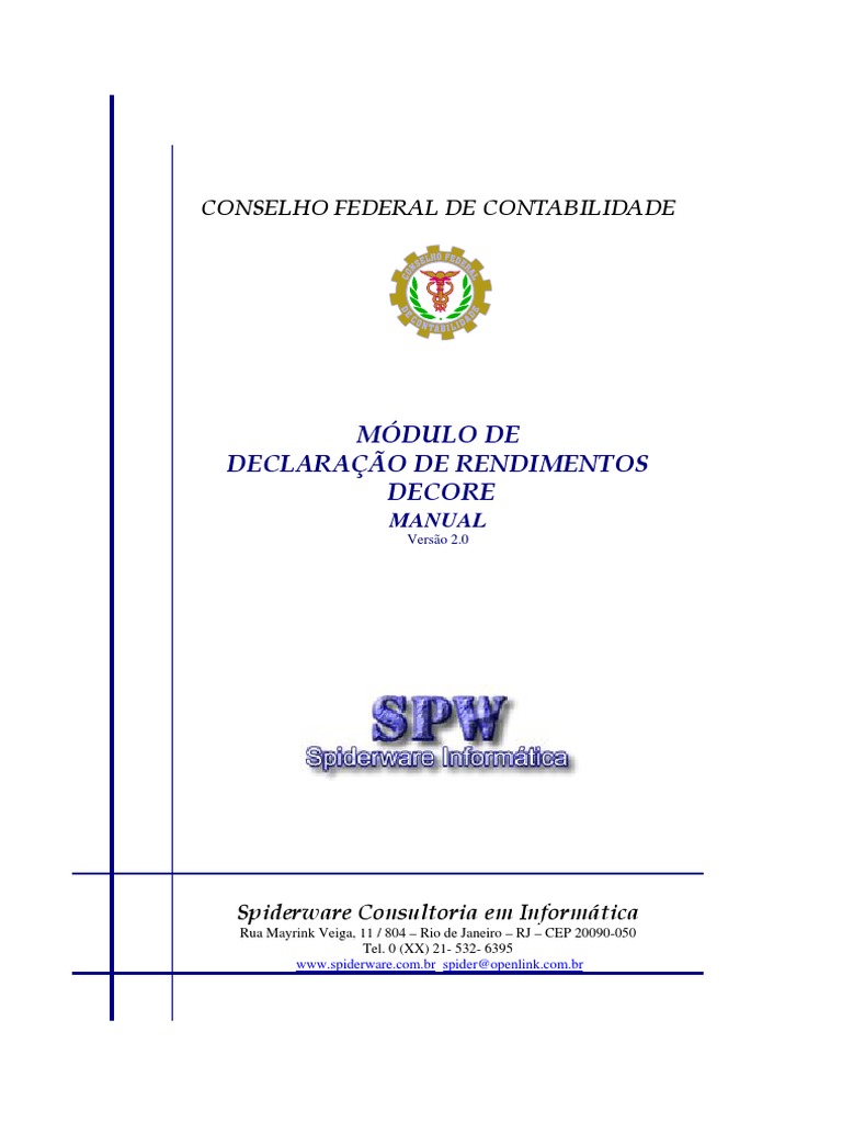 Módulo de Declaração de Rendimentos Decore Manual Versão 2.0 | PDF ...
