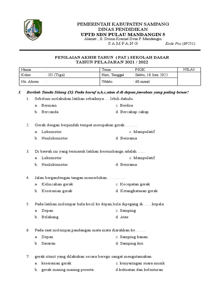 Pat KLS 3 - Pjok 2021-2022 | PDF