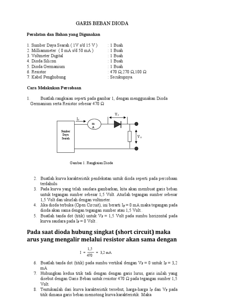 Garis Beban Dioda: Panduan Praktikum | PDF