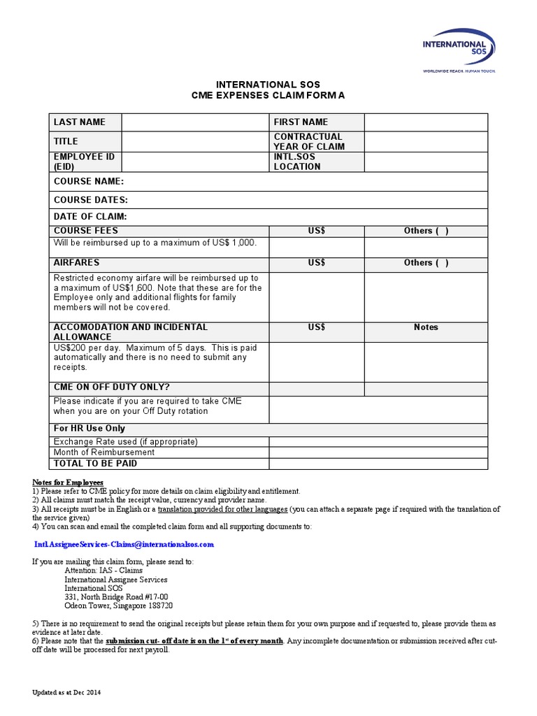 02 - CME Claim Form (Form A of CME Policy) | PDF | Business | Economies