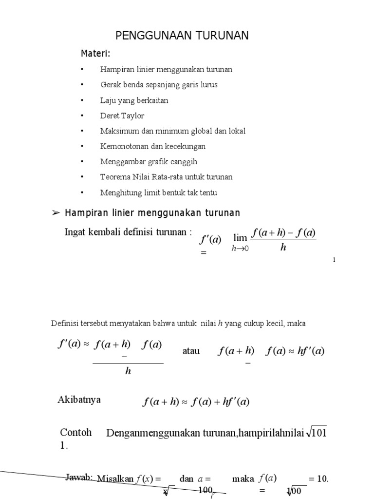 Penggunaan Turunan dalam Matematika | PDF | Metode & Bahan Ajar