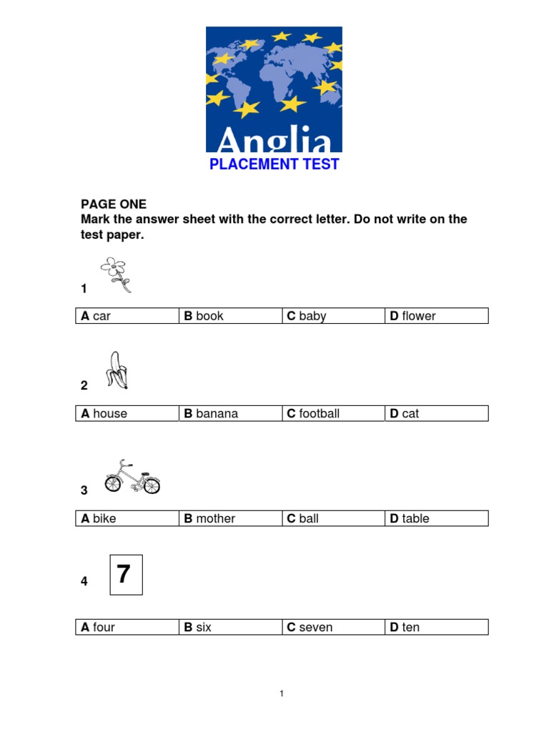 (Anglia) Placement Test | PDF