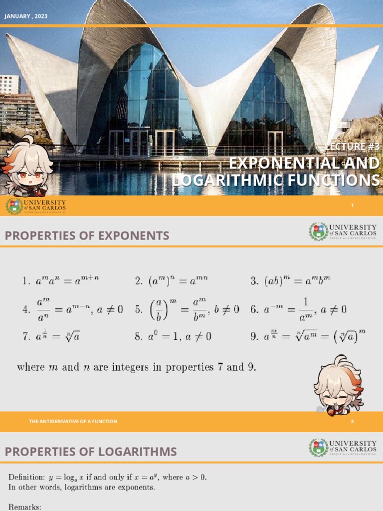 Em 1202 Lecture Notes 3 Exponential And Logarithmic Functions Pdf Science And Mathematics