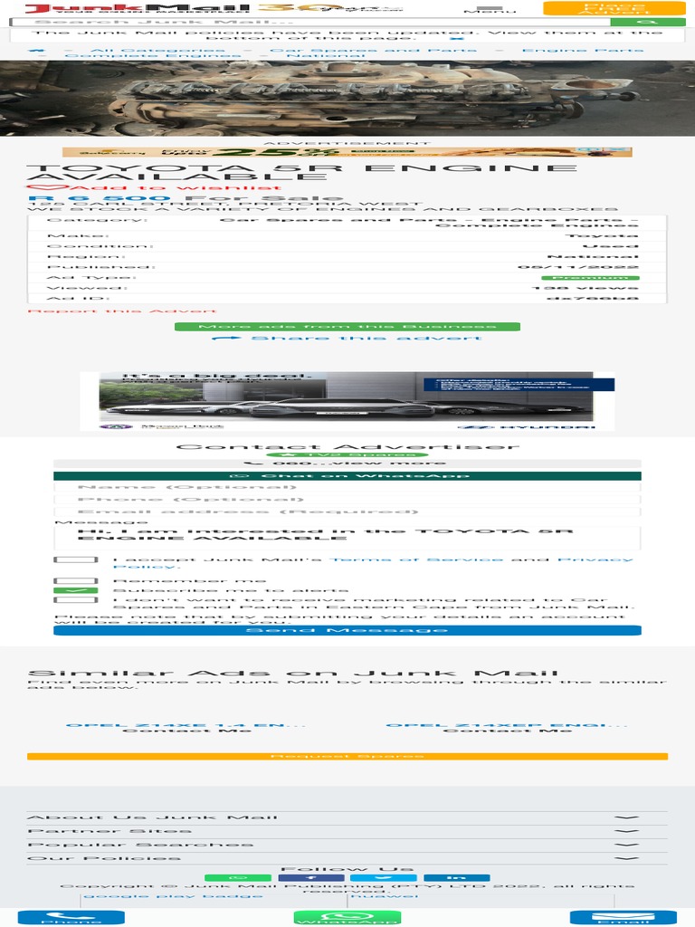 TOYOTA 5R ENGINE AVAILABLE Junk Mail | PDF | Direct Marketing | Email Spam