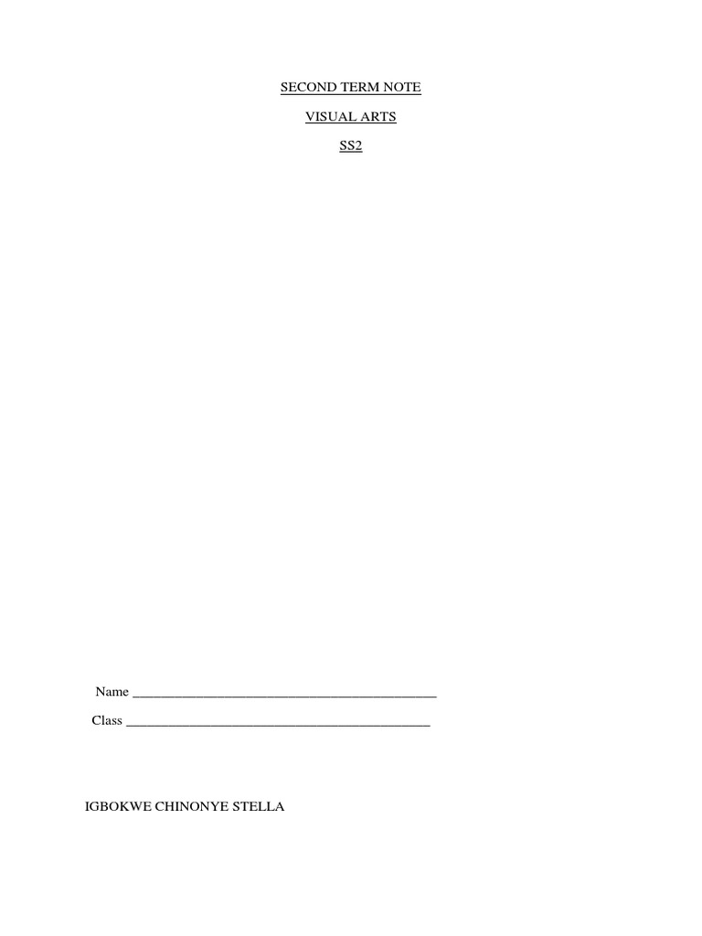 Second Term SS2 Visual Arts Note and Objectives 2023 | PDF | Cubism | Renaissance Art