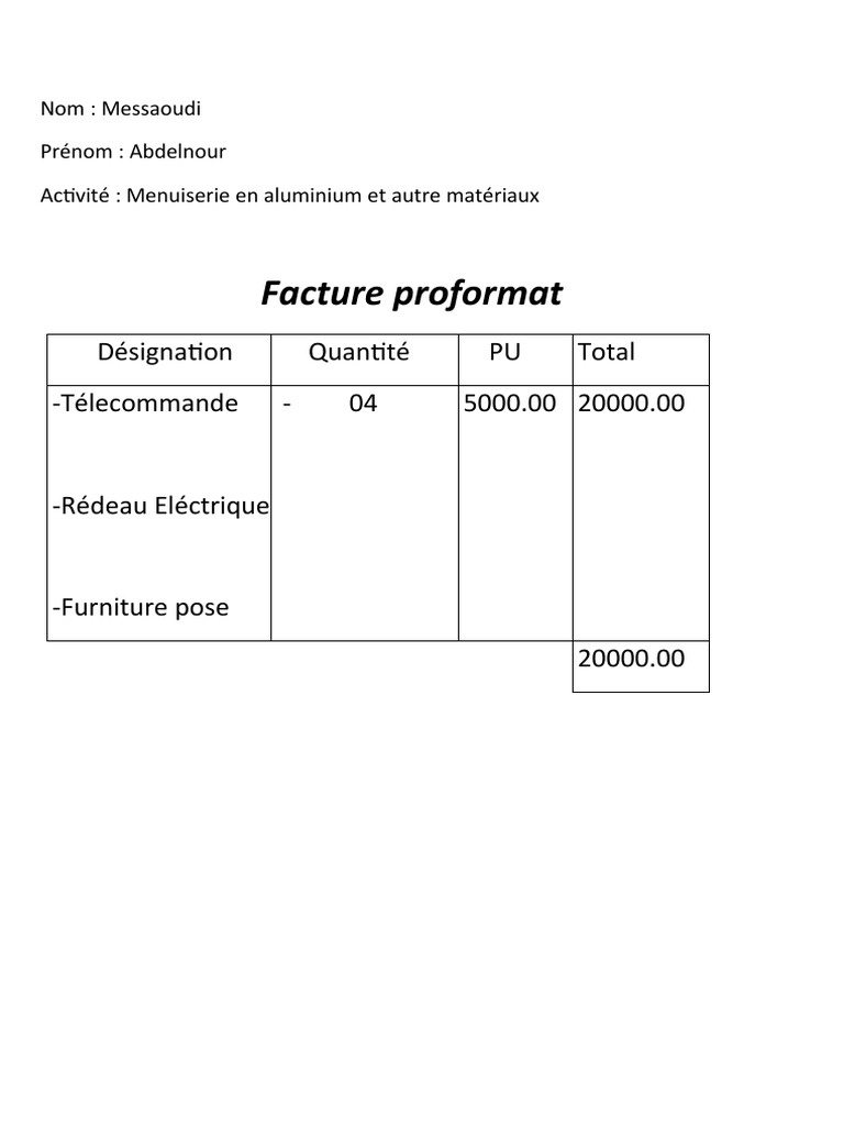 Facture Proformat | PDF