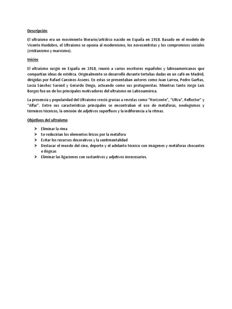 Ultraísmo: Orígenes y Autores Clave | PDF | Literatura española ...