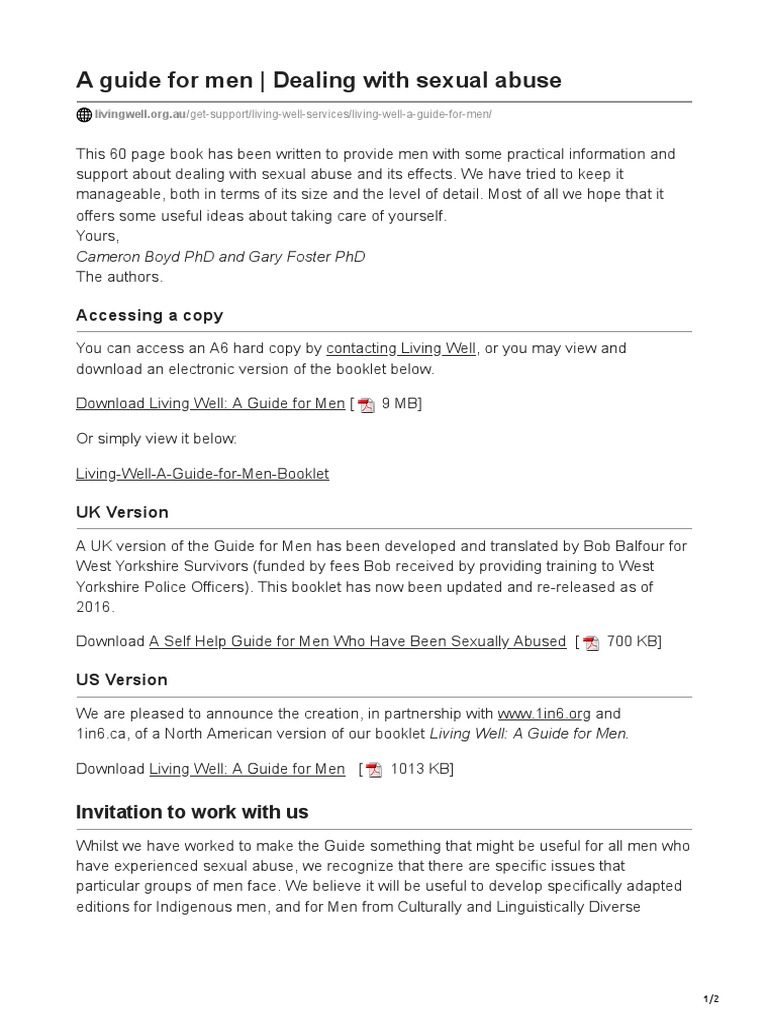 .Au-A Guide For Men Dealing With Sexual Abuse | PDF