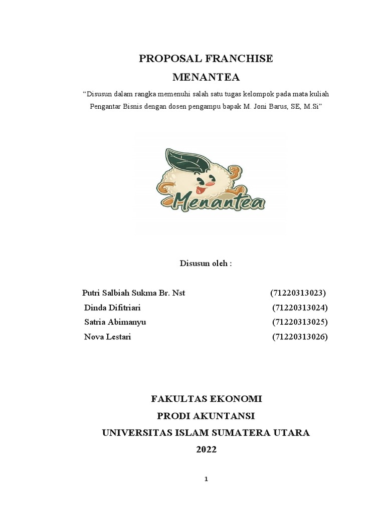 Proposal Franchise | PDF | Pengelolaan Keuangan & Uang | Ilmu Sosial