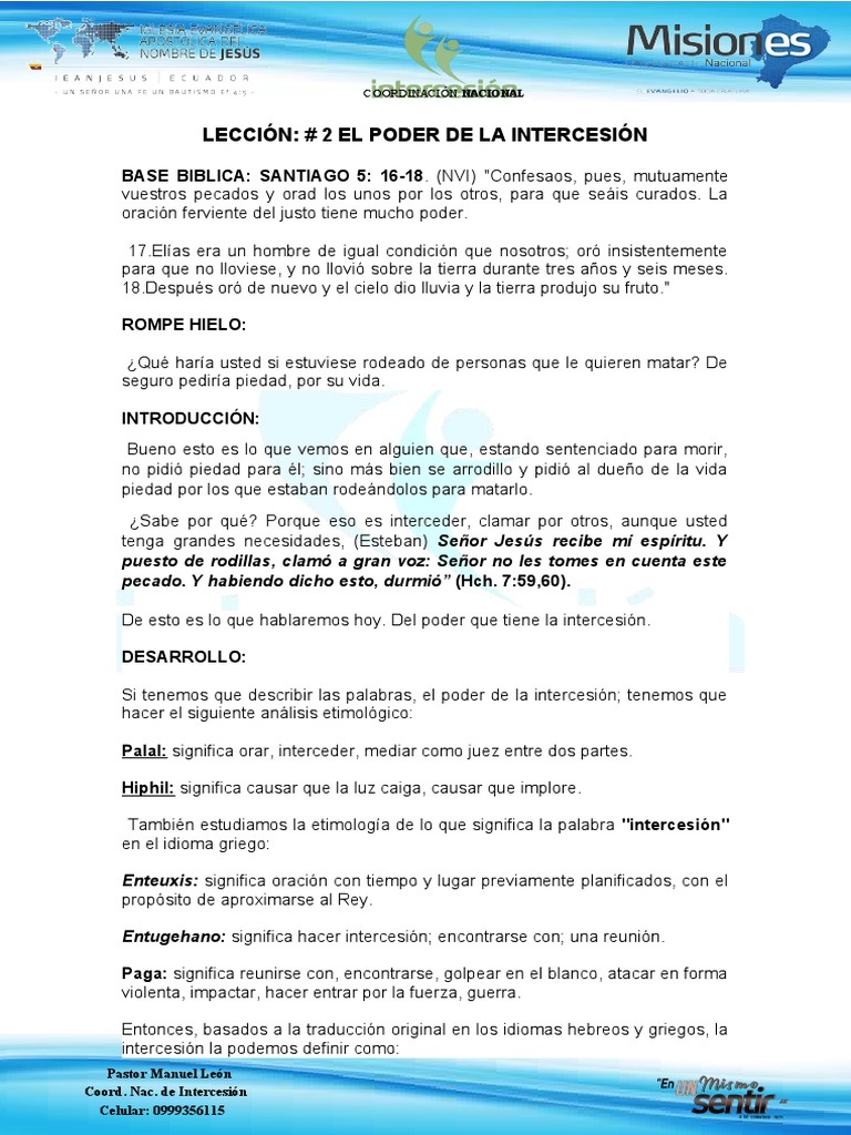 Copia de 2 LECCION EL PODER DE LA INTERCESIÓN. | PDF | Filosofía | Historia