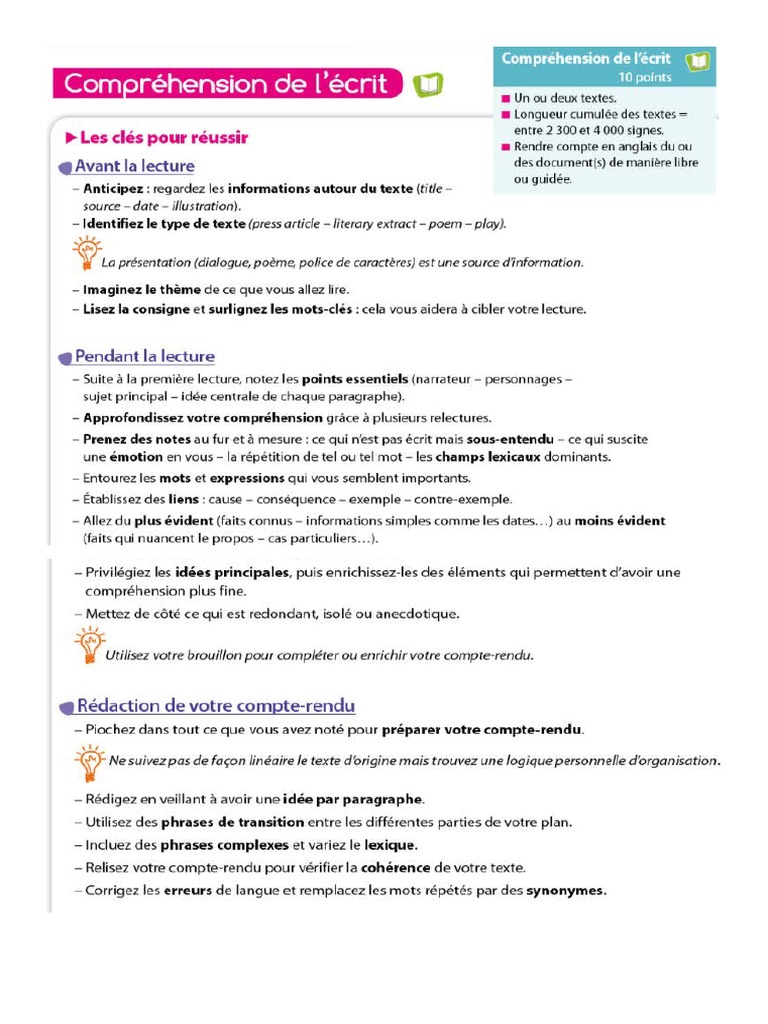 Comprehension de L'ecrit | PDF