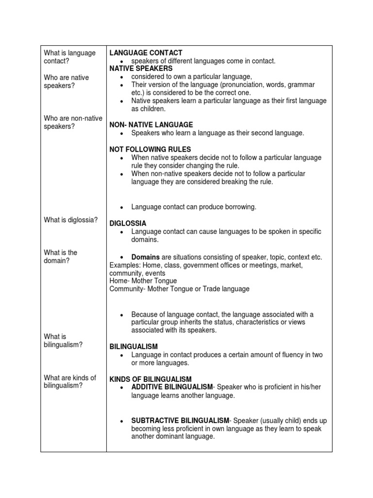Language Contact | PDF | First Language | Multilingualism
