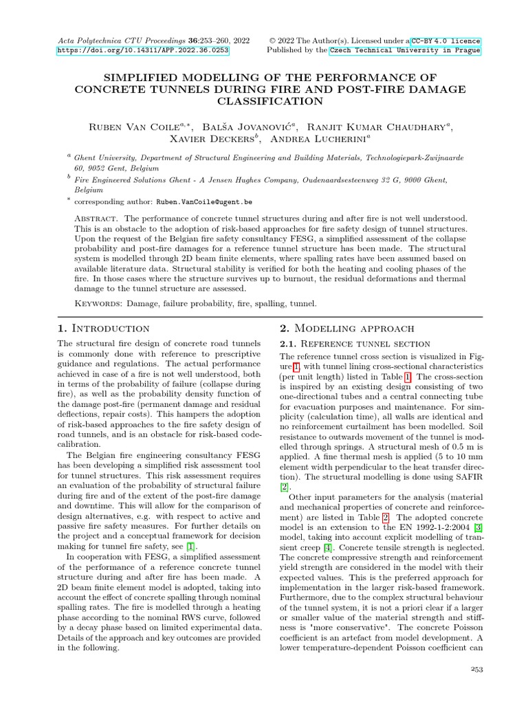 Simplified Modelling of The Performance of Concrete Tunnels During Fire ...