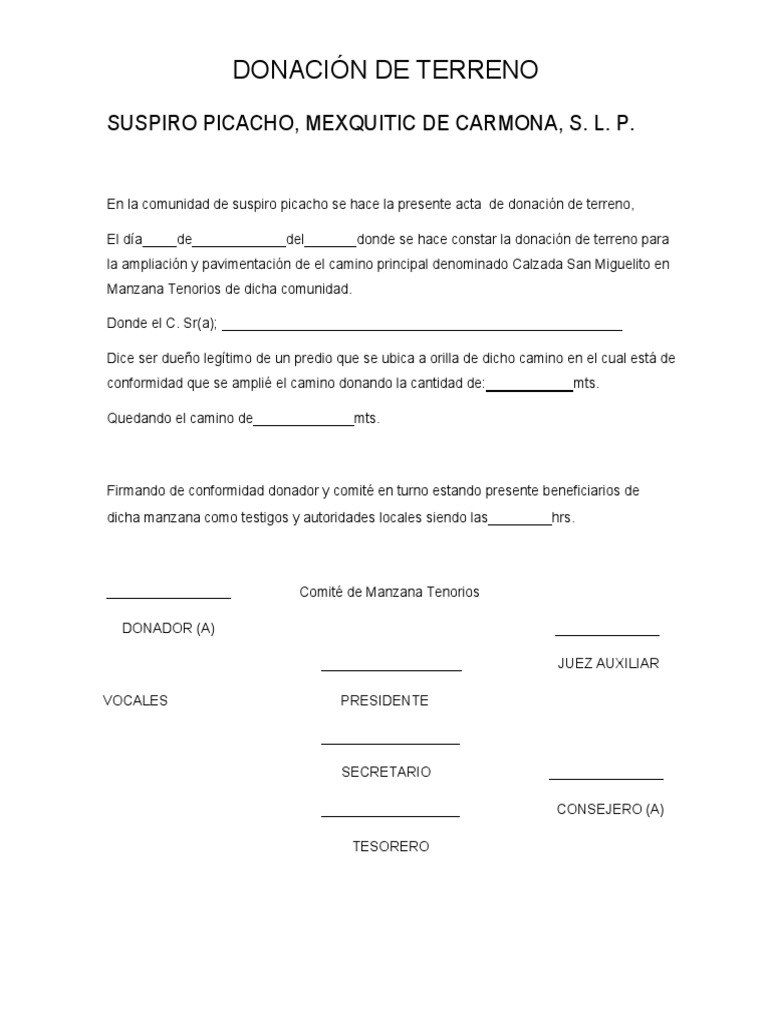 Carta Donacion