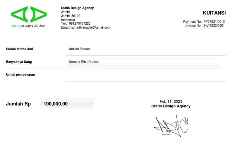 Contoh Kuitansi Graphic Design | PDF
