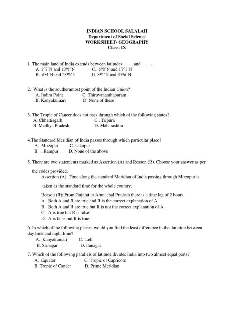 Revision Worksheet - Geography | PDF | Himalayas | Forests