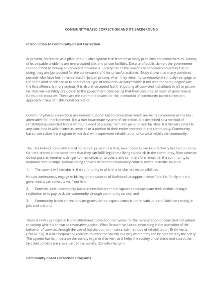 Community-Based Correction and Its Background | PDF | Prison | Recidivism