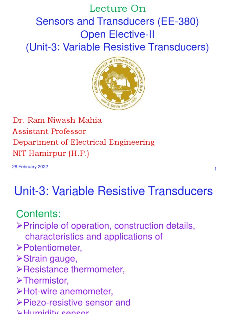 Unit-3 - EED-380 Sensor and Transducer | Download Free PDF | Electrical Resistance And ...