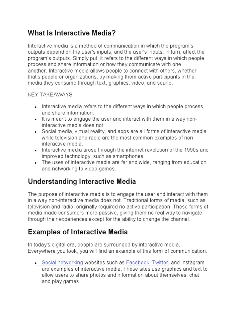 What Is Interactive Media1 | PDF | Interactive Media | Mass Media