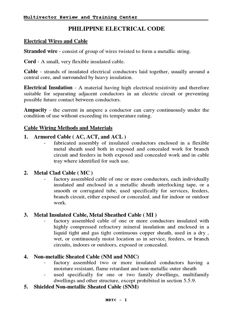 Philippine Electrical Code Overview | PDF | Electrical Wiring ...