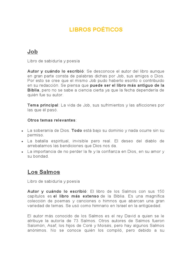 Libros Poéticos y Proféticos Bíblicos | PDF | Salmos | Jeremías