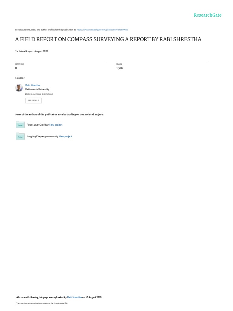 A Field Report On Compass Surveying | PDF | Surveying | Compass