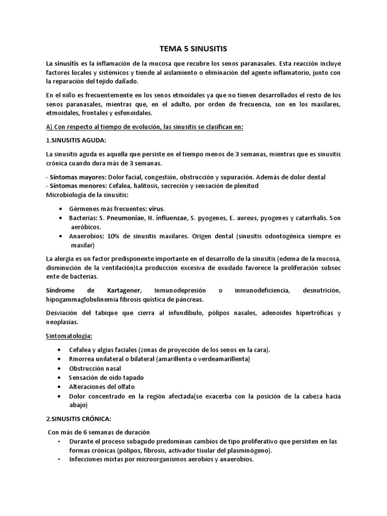 Tema 5 Sinusitis | PDF | Ciencias de la Salud | Inmunología