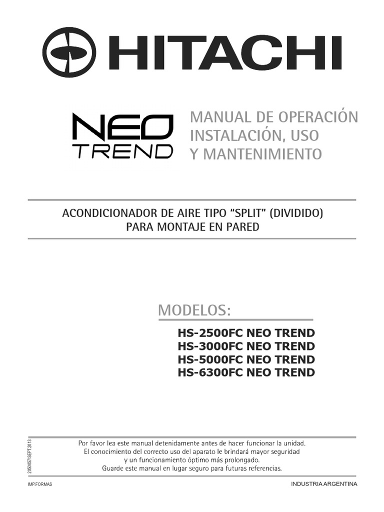 Manual Neo Trend Hitachi | PDF | Temperatura | Bomba