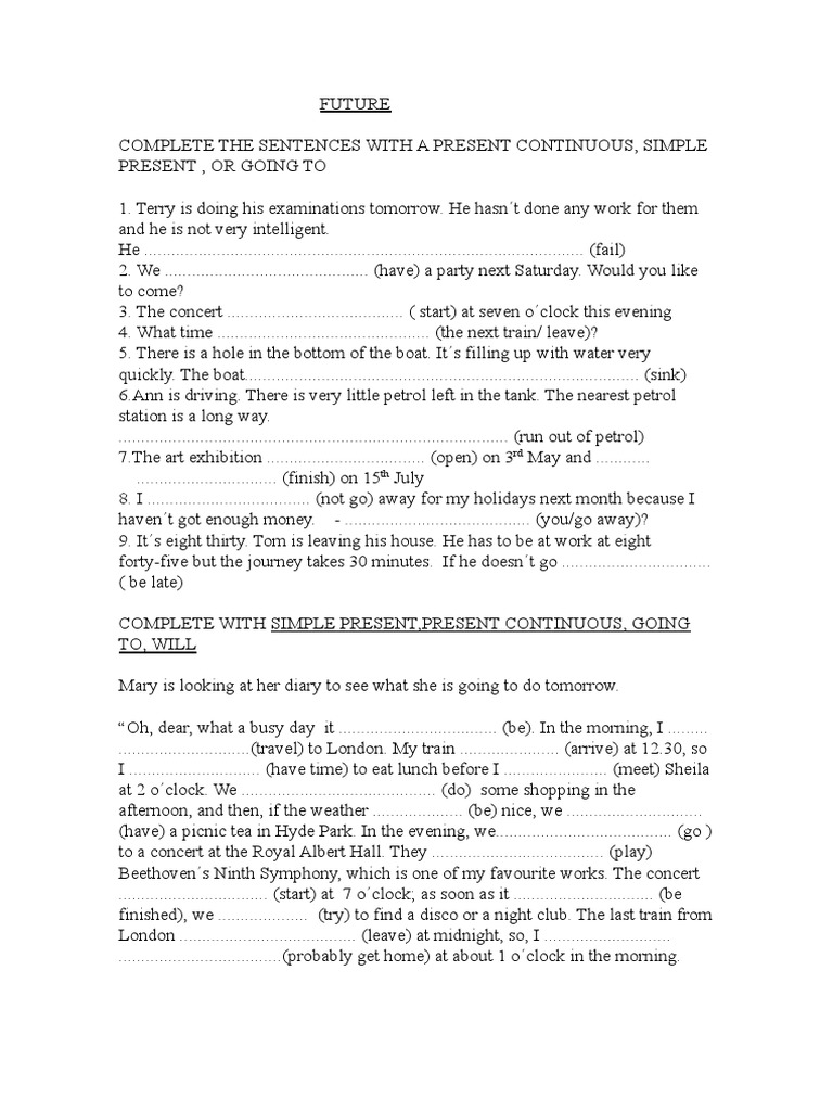 Future Tenses Exercises | PDF