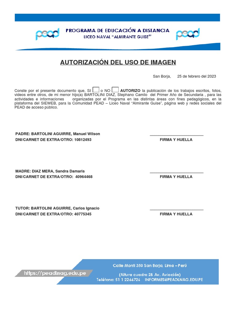 Autorización de Uso de Imagen | PDF