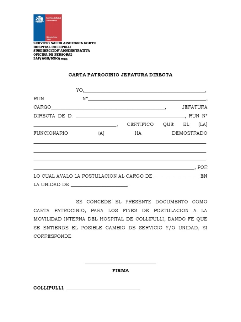 Carta de Patrocinio para Movilidad Interna | PDF | Negocios | Finanzas ...