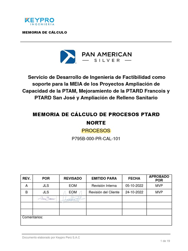 P795b-000-Pr-Cal-101 RB | PDF | Minería | Agua